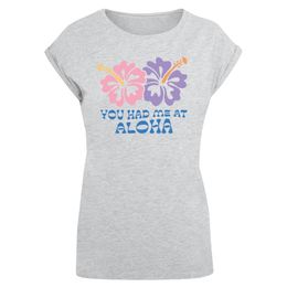 F4NT4STIC T-Shirt 'You Had Me At Aloha' Damen Gr&ouml;&szlig;e M blau / grau / lavendel / orange / hellpink