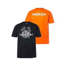 Men Plus T-Shirt Herren Gr&ouml;&szlig;e 6XL orange / schwarz