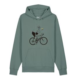 Watapparel Sweatshirt 'Fahrrad Und Pizza' Herren Gr&ouml;&szlig;e S gr&uuml;n / schwarz