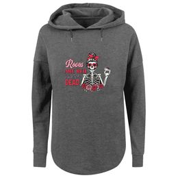 F4NT4STIC Sweatshirt 'Anti Valentinstag Roses are red' Damen Gr&ouml;&szlig;e L graumeliert / rot / wei&szlig;