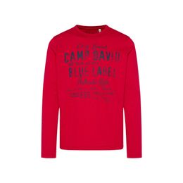 CAMP DAVID Longsleeve mit Label Print im Used Look Herren Gr&ouml;&szlig;e S rot
