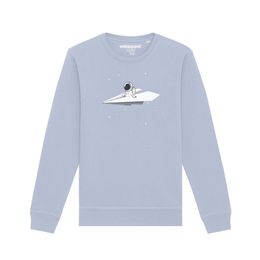 Watapparel Sweatshirt ' Fly me to the moon ' Herren Gr&ouml;&szlig;e M hellblau / grau / schwarz / wei&szlig;