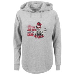 F4NT4STIC Sweatshirt 'Anti Valentinstag Roses are red' Damen Gr&ouml;&szlig;e L graumeliert / rot / wei&szlig;