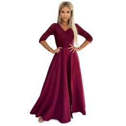 numoco Abendkleid 'Maxikleid Amber' Damen Gr&ouml;&szlig;e 36 bordeaux Winterkleid