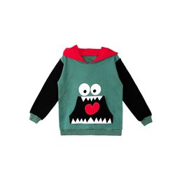 Denokids Sweatshirt 'Toothy' Hoodie aus Baumwolle Jungen Gr&ouml;&szlig;e 128 gr&uuml;n