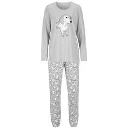 Cellbes Of Sweden Pyjama Damen Gr&ouml;&szlig;e XL/XXL graumeliert / schwarz / wei&szlig; Winterkleid