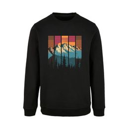 F4NT4STIC Sweatshirt 'Berg Sonnenuntergang Retro' Herren Gr&ouml;&szlig;e XXXL t&uuml;rkis / braun / orange / schwarz