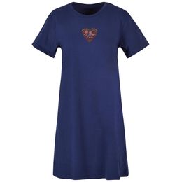 F4NT4STIC Kleid 'Flower Heart Bestickt' Damen Gr&ouml;&szlig;e 34 navy / braun Winterkleid