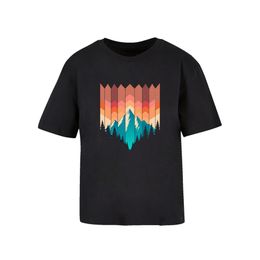 F4NT4STIC T-Shirt 'Berg Sonnenuntergang Geometrisch' Damen Gr&ouml;&szlig;e S mischfarben / schwarz