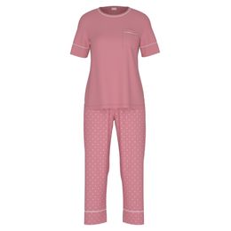 Mey Pyjama 'Crochet Dots' Damen Gr&ouml;&szlig;e M rosa Winterkleid