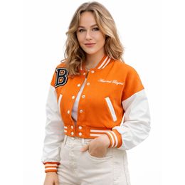 Worldclassca &Uuml;bergangsjacke 'Crop College Bomber Jacket' Damen Gr&ouml;&szlig;e S orange