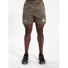 Gorilla Wear Shorts 'Broxton' Herren Gr&ouml;&szlig;e S hellbraun / wei&szlig;