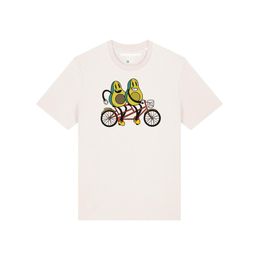 Watapparel T-Shirt 'Avocado Fahrrad' Herren Gr&ouml;&szlig;e XL pastellgr&uuml;n / rot / schwarz / wei&szlig;