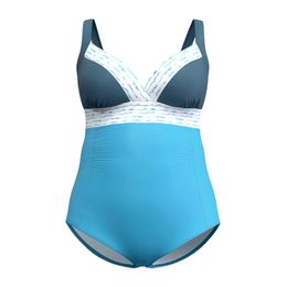 Ulla Popken Badeanzug Damen Gr&ouml;&szlig;e 4XL t&uuml;rkis / pastellblau / petrol