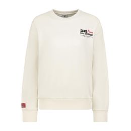 Sublevel Sweatshirt Damen Gr&ouml;&szlig;e S hellbeige / rot / schwarz