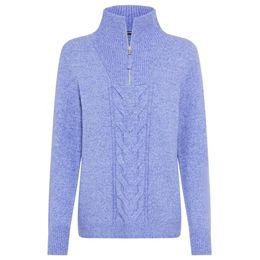 Olsen Pullover 'Henny', mit feinen Ziern&auml;hten und Zopfmuster Damen Gr&ouml;&szlig;e M blau