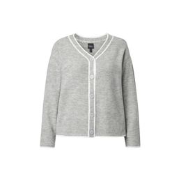 Ulla Popken Strickjacke Damen Gr&ouml;&szlig;e XXL/XXXL graumeliert / wei&szlig;