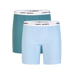 Happy Shorts Boxer ' Jersey Long ' Herren Gr&ouml;&szlig;e L t&uuml;rkis / hellblau