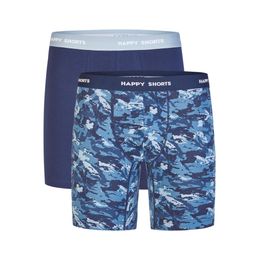 Happy Shorts Boxershorts Herren Gr&ouml;&szlig;e XXL blau / himmelblau / wei&szlig;