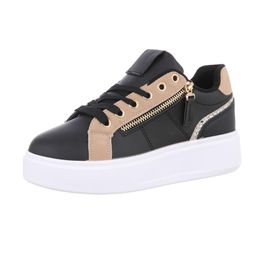 Ital-Design Sneaker Damen Gr&ouml;&szlig;e 38 braun / schwarz