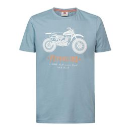 PETROL INDUSTRIES T-Shirt 'Classic' Herren Gr&ouml;&szlig;e M taubenblau / orange / wei&szlig;