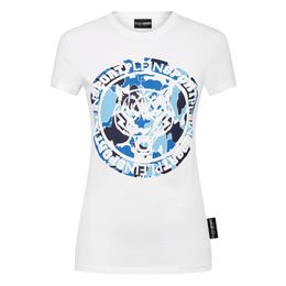 Plein Sport T-Shirt 'Carbon Tiger' Damen Gr&ouml;&szlig;e XS blau / nachtblau / hellblau / wei&szlig;