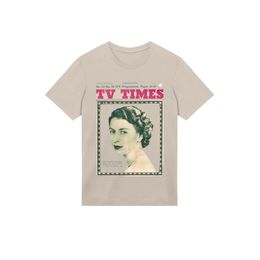 F4NT4STIC T-Shirt 'TV Times Queen Elizabeth II 1957 Cover' Herren Gr&ouml;&szlig;e M sand / gr&uuml;n / rot