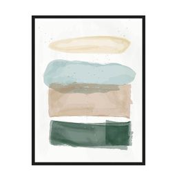 Liv Corday Bild 'Watercolor abstract combo' Herren Gr&ouml;&szlig;e 30x40 hellblau / hellbraun / dunkelgr&uuml;n / schwarz / wei&szlig;