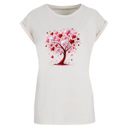 F4NT4STIC T-Shirt 'Herz Baum Aquarell Druck' Damen Gr&ouml;&szlig;e 5XL ecru / pink / wei&szlig;