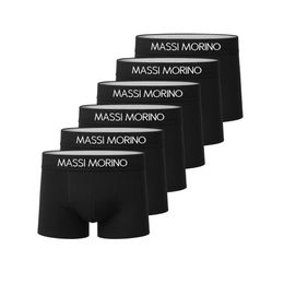 Massi Morino Boxershorts, im 6er Pack, 4 cm elastischer Bund mit Logo Herren Gr&ouml;&szlig;e L schwarz / wei&szlig;