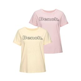 Bench T-Shirt Damen Gr&ouml;&szlig;e XS hellgelb / rosa / schwarz