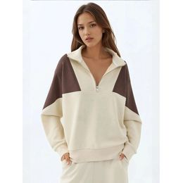 Hiccup Sweatshirt Damen Gr&ouml;&szlig;e L dunkelbraun / naturwei&szlig;