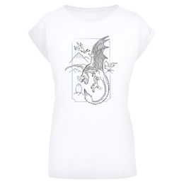 F4NT4STIC Shirt 'Harry Potter Dragon' Damen Gr&ouml;&szlig;e M lila / schwarz / wei&szlig;