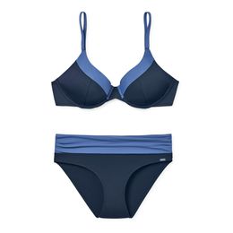 Schiesser Bikini 'Aqua Sea Blossom' Damen Gr&ouml;&szlig;e M blau / dunkelblau