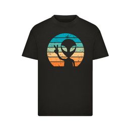 F4NT4STIC T-Shirt 'Alien Piece Sonnenuntergang' Jungen Gr&ouml;&szlig;e 134/140 hellblau / orange / apricot / schwarz