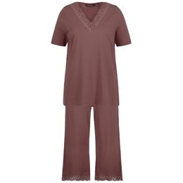 Ulla Popken Pyjama Damen Gr&ouml;&szlig;e 11XL/12XL braun Winterkleid