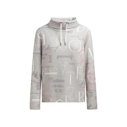 SOCCX Strukturiertes Sweatshirt mit hohem Kragen und Artwork Damen Gr&ouml;&szlig;e XS grau