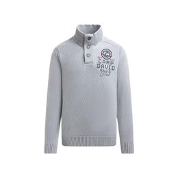 CAMP DAVID Troyer-Pullover aus Chenille mit Print und Patch Herren Gr&ouml;&szlig;e M hellgrau
