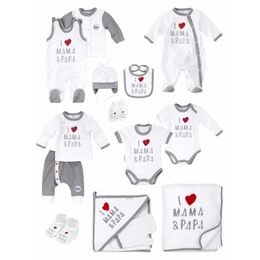 Baby Sweets Set 'I love Mama & Papa' Gr&ouml;&szlig;e 56 blau / grau / rot / wei&szlig;