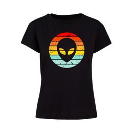 F4NT4STIC T-Shirt 'Alien Sonnenuntergang' Damen Gr&ouml;&szlig;e 4XL aqua / gelb / orange / schwarz
