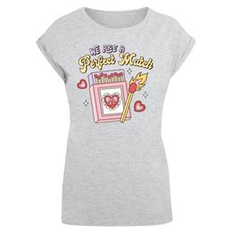 F4NT4STIC T-Shirt 'We Are A Perfect Match Love' Damen Gr&ouml;&szlig;e M hellgelb / grau / flieder / rot
