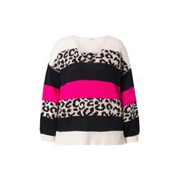 MIAMODA Pullover Damen Gr&ouml;&szlig;e XXL/XXXL beige / neonpink / schwarz