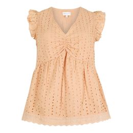 Apricot Cotton Broderie Ruffle Shoulder Top ' ' Damen Gr&ouml;&szlig;e M pastellorange