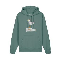 Watapparel Sweatshirt ' M&ouml;we mit Hut ' Herren Gr&ouml;&szlig;e M gr&uuml;n / mischfarben