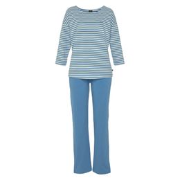 H.I.S. H.I.S Pyjama Damen Gr&ouml;&szlig;e L blau / wei&szlig; Winterkleid