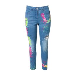 Angel of Style Jeans Damen Gr&ouml;&szlig;e 34 blue denim / neongr&uuml;n / pink / wei&szlig;