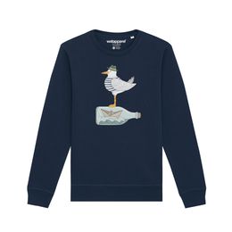 Watapparel Sweatshirt ' M&ouml;we mit Hut ' Herren Gr&ouml;&szlig;e 5XL navy / wei&szlig;meliert