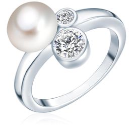 Valero Pearls Ring Damen Gr&ouml;&szlig;e 50 silber / transparent / perlwei&szlig;