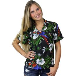 King Kameha Bluse 'Cherryparrot' Damen Gr&ouml;&szlig;e L schwarz