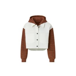 Bassigue Strickjacke Damen Gr&ouml;&szlig;e M cognac / wei&szlig;